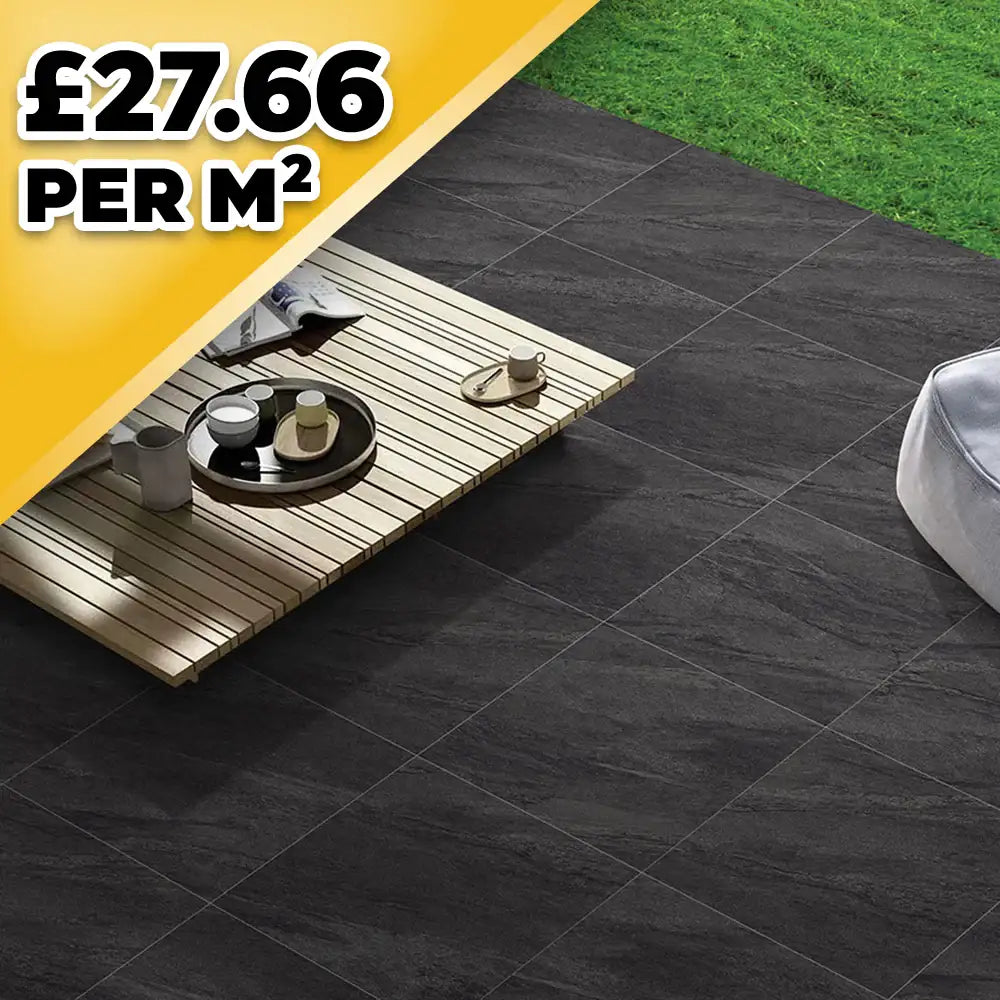 County Anthracite 20mm Outdoor Porcelain Paving Tile | 600 x 600mm ...