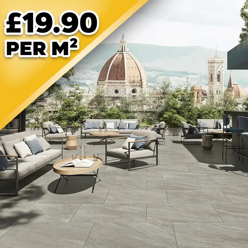 Quartz Grey 20mm Outdoor Porcelain Paving TIle | 900 x 600mm ...